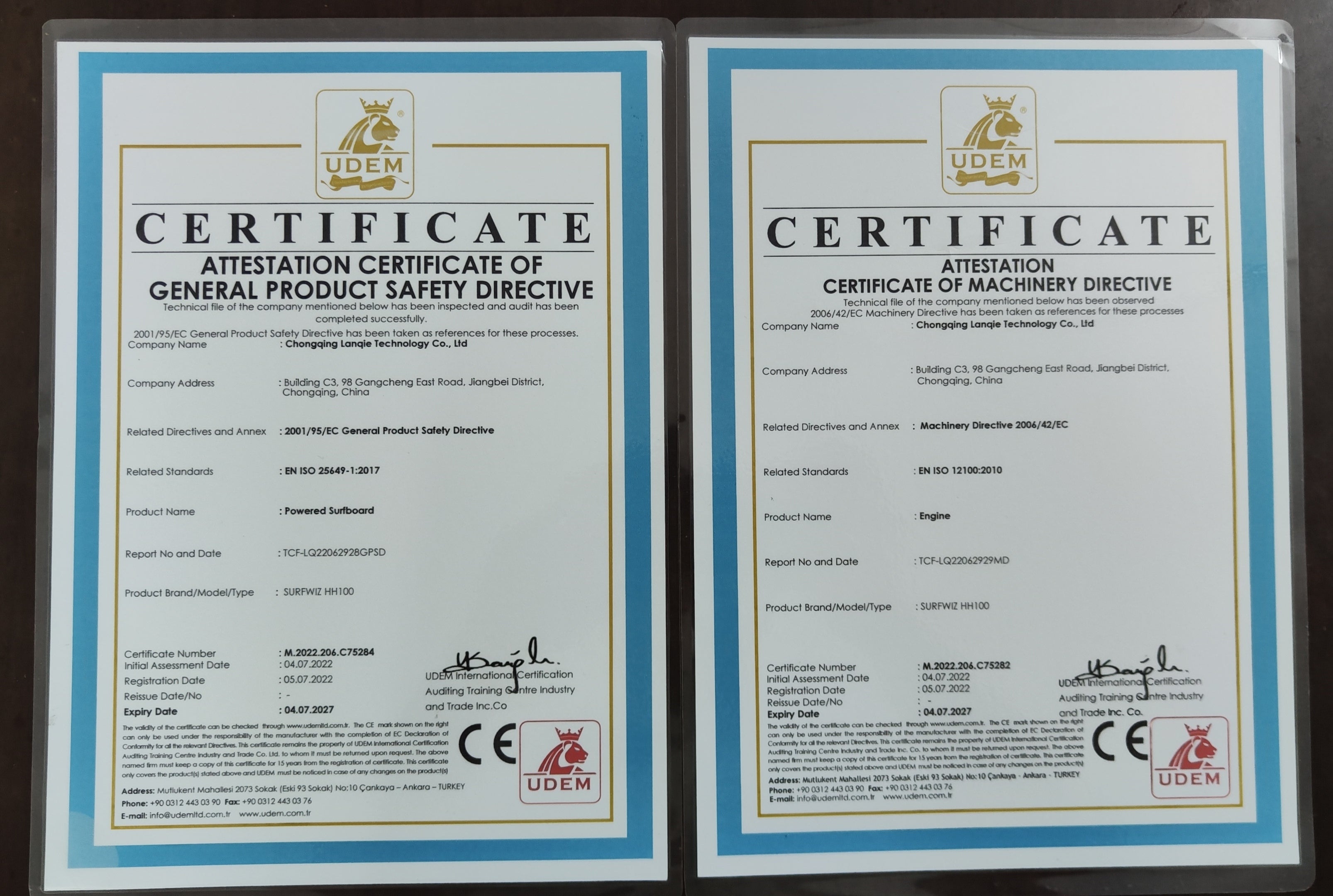 BluePenguin Powered Surfboard has passed the EU CE certification succe ...